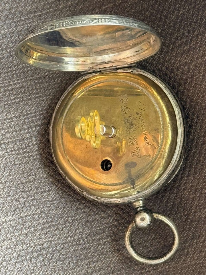 Antique Pocket Watch Mechanical Swiss Horse Silver Patent Open Face Key ...