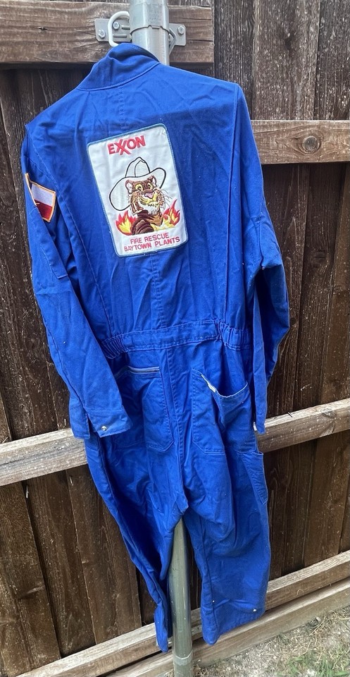 Vintage Exxon Fire Rescue Coveralls Workwear Uniform Texas Gas Oil ...