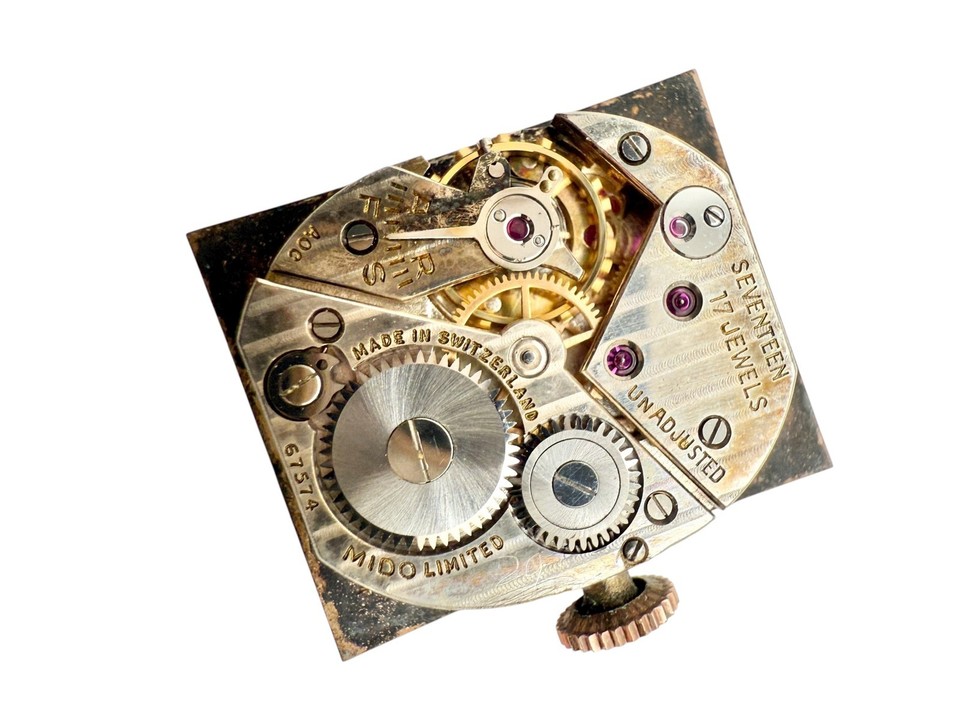 Antique Vintage Manual Wind 17j Swiss Mido Tank Watch Movement RUNNING ...
