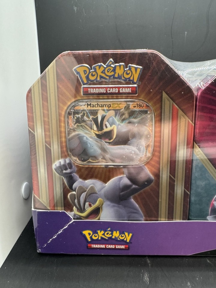 2016 Pokemon XY Tin 3 Pack Machamp Ex & Shiny Yveltal EX & Magearna EX ...