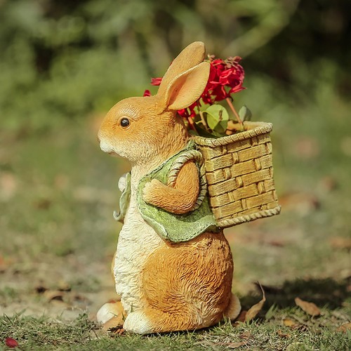 Bunny Rabbit Planter Resin Statue - Cute Rabbit Shaped Flower Pot for ...