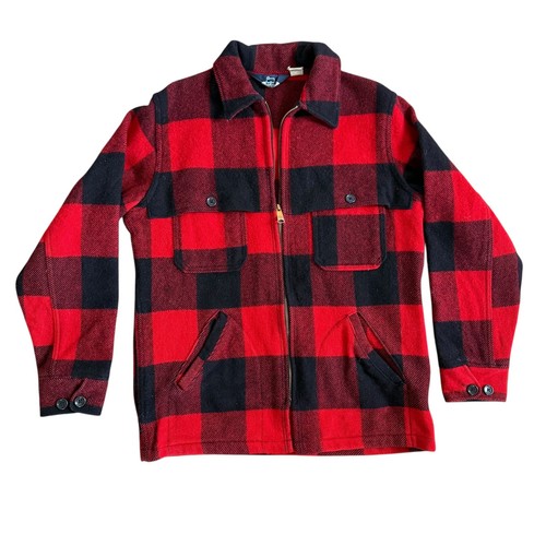 Vintage Woolrich Lumberjack Jacket Mens M Mackinaw Red Black Check Wool ...