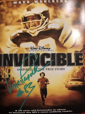 PHILADELPHIA EAGLES VINCE PAPALE #83 SIGNED 8x10 "INVINCIBLE" Gdst ...