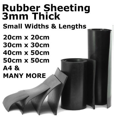 Rubber Sheet 3mm Solid Rubber Sheeting Various Small Sizes Mat Roll ...