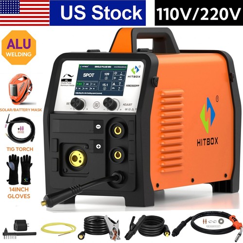 6IN1 Double Pulse MIG Welder Set 200Amp IGBT MMA Weld Aluminum Machine ...