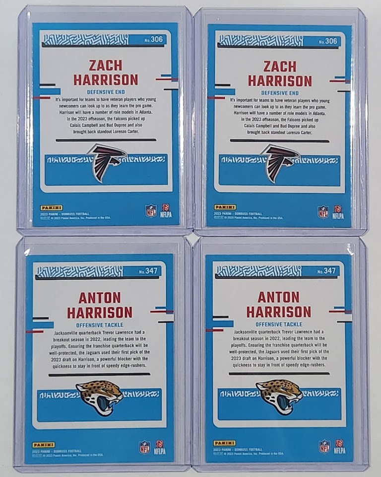 (4) 2023 Donruss RATED ROOKIE Cards - ZACH HARRISON RC + ANTON HARRISON ...