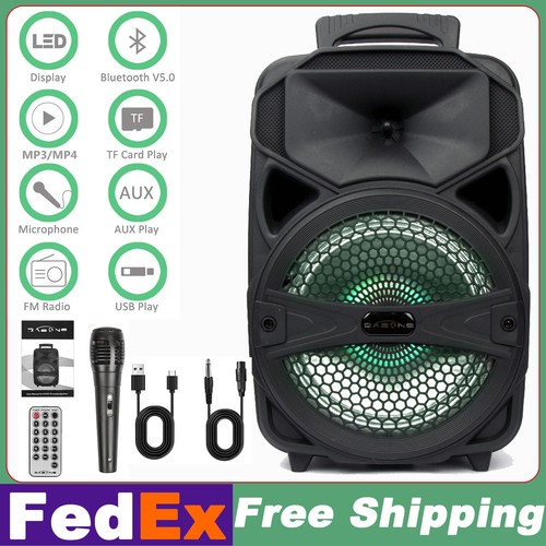 1000W Portable Bluetooth Speaker 8'' Subwoofer Heavy Bass Sound System ...