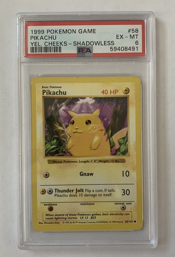 1999 Pokemon Base Pikachu Yellow Cheeks SHADOWLESS 58/102 PSA 6 #58 | eBay