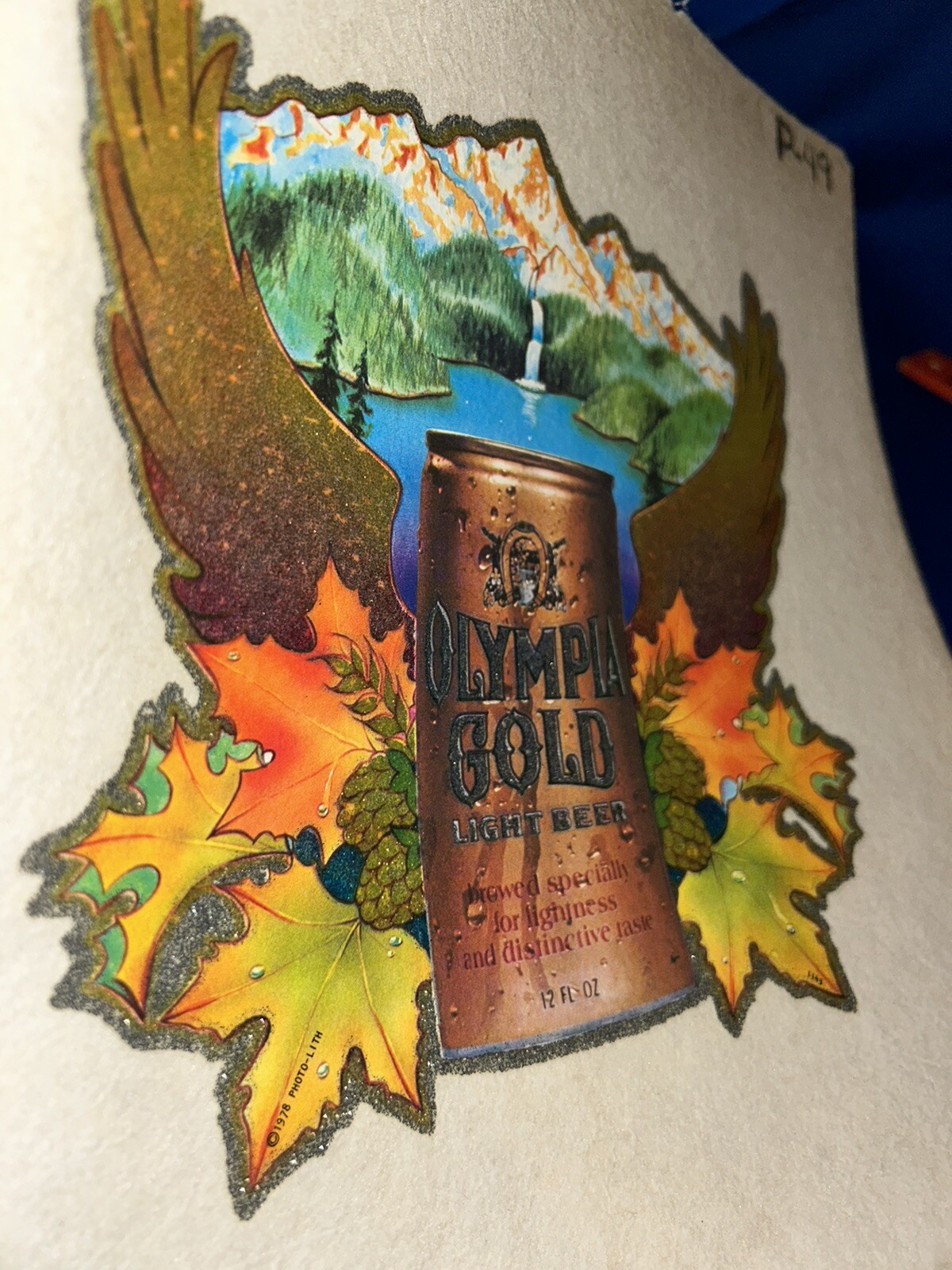 1978 Olympia Gold Beer Glitter Iron-On T-Shirt Graphi… - Gem