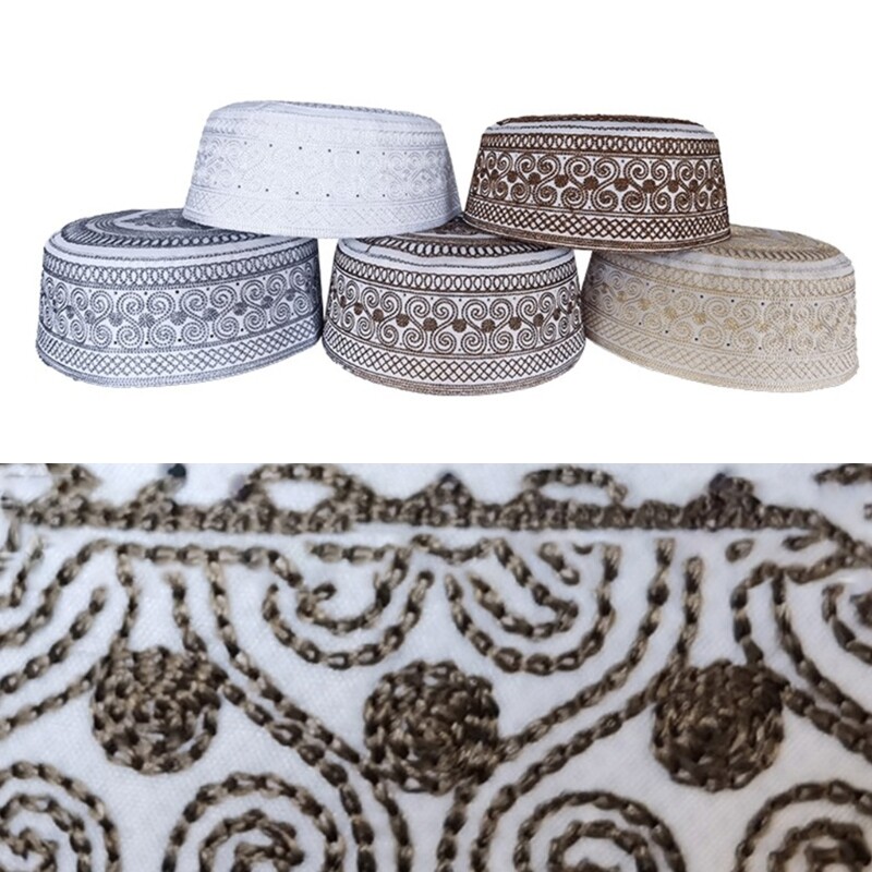 Islamic Flat Top Hat Round Jewish Hat Indian Cotton Turban Skull Hat | eBay