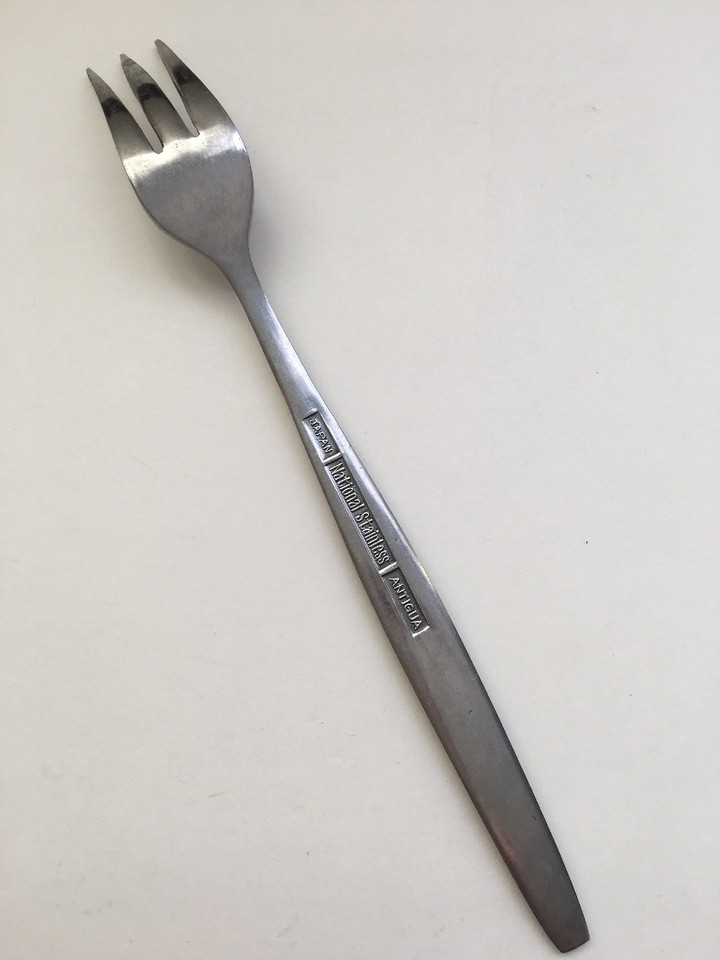 National Engraved ANTIGUA Satin Stainless Black Rose Leaf COCKTAIL FORK ...
