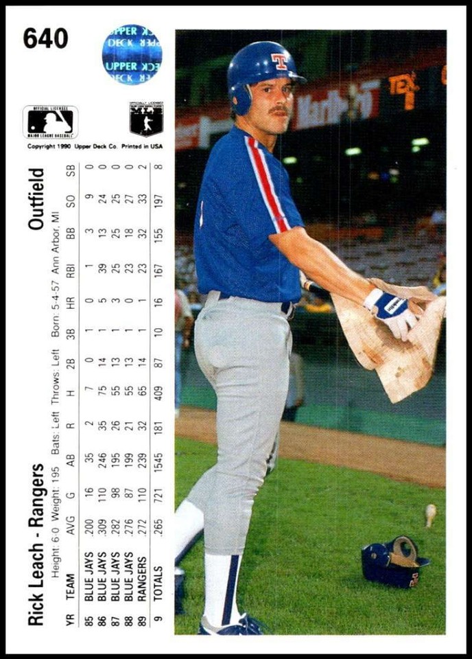 1990 Upper Deck #640 Rick Leach Rangers | eBay