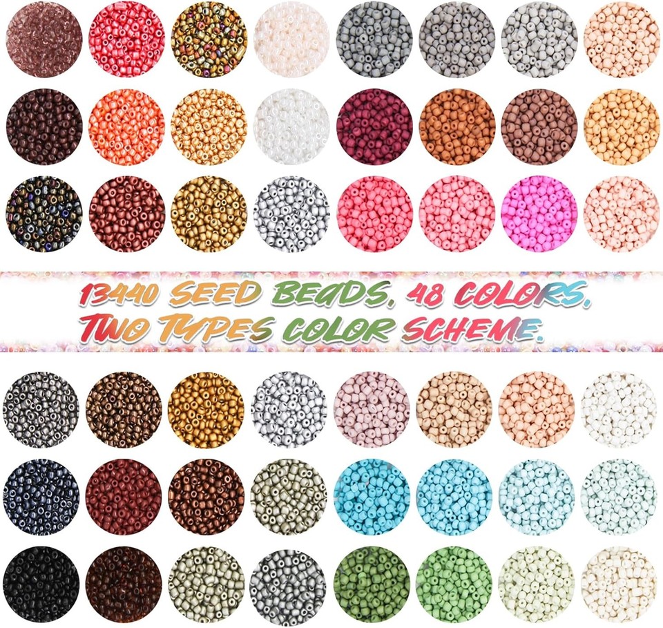 Seed Beads Kit with Elastic String and Tweezers for Jewelry Making | eBay