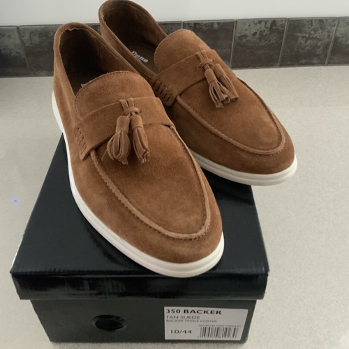 Dune Backer Tan Suede Tassel Trim Loafers Slip On Shoes Size 10 44 BNIB ...