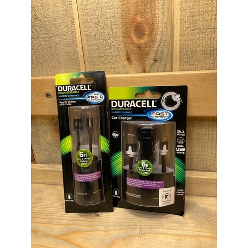 Bundle DURACELL Rechargeable Car Charger /Fast charging cable 6ft ...