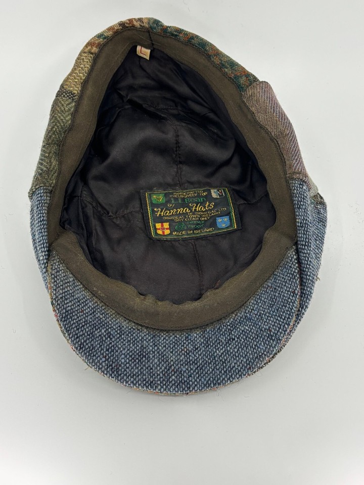 Vtg LL Bean Hanna Hats Wool Tweed Patchwork Cap Mens Size Large Made in ...