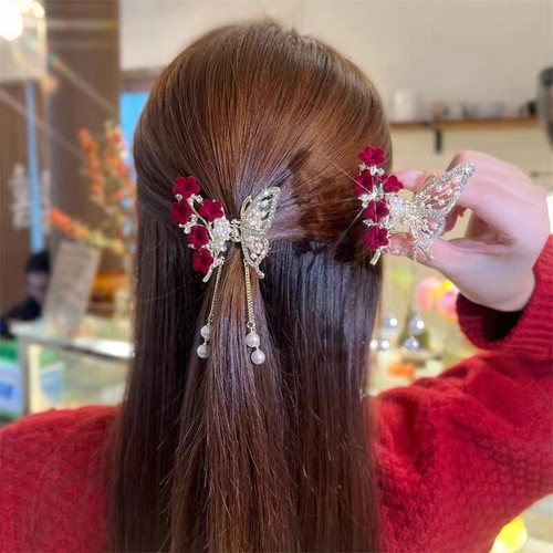 Exquisite Rhinestone Korean New Ponytail Braid Butterfly Fringe Hair ...