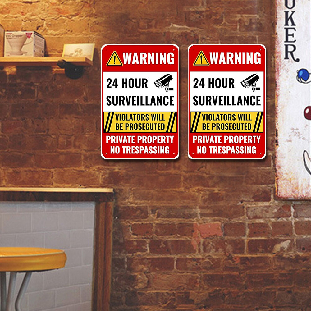 2Pcs Warning Sign Vintage Metal Plate Rectangular Iron Painting Kit ...