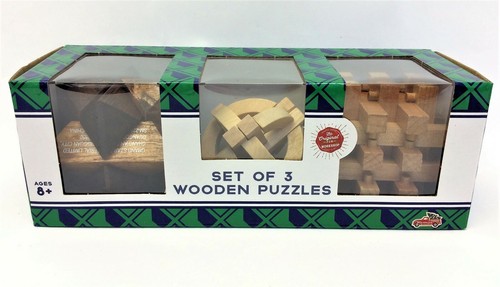 Set of Three Wooden Puzzles Fun Workshop Samsonico 638688225615 in box ...