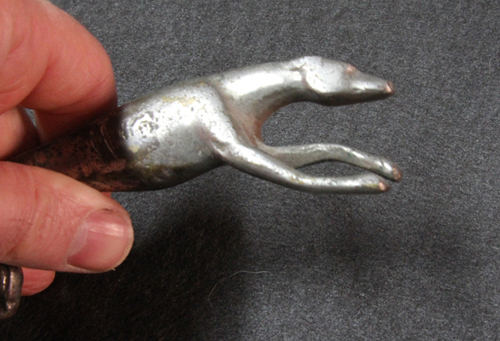 Unusual running Greyhound bronze nickel plated car mascot radiator cap ...