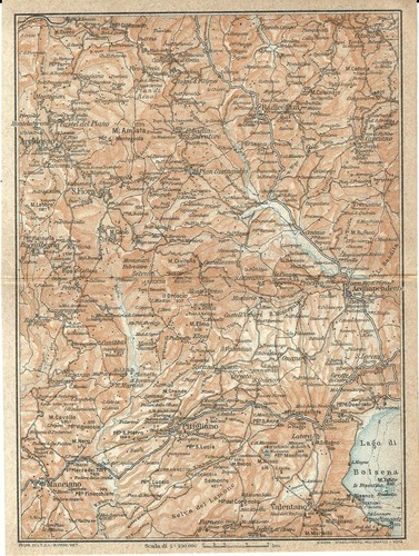 MONTE AMIATA CETONE LAGO DI BOLSENA Carta geografica Touring Club 1923 ...