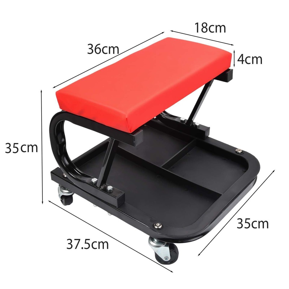 MECHANICS PADDED CREEPER TROLLEY SEAT CAR GARAGE WORK STOOL SWIVEL ...