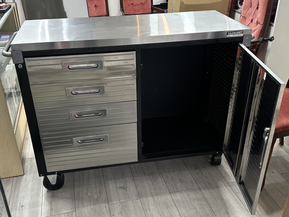 Saville Classics Premier Mobile Stainless Steel Tool Cabinet 4 Drawer ...