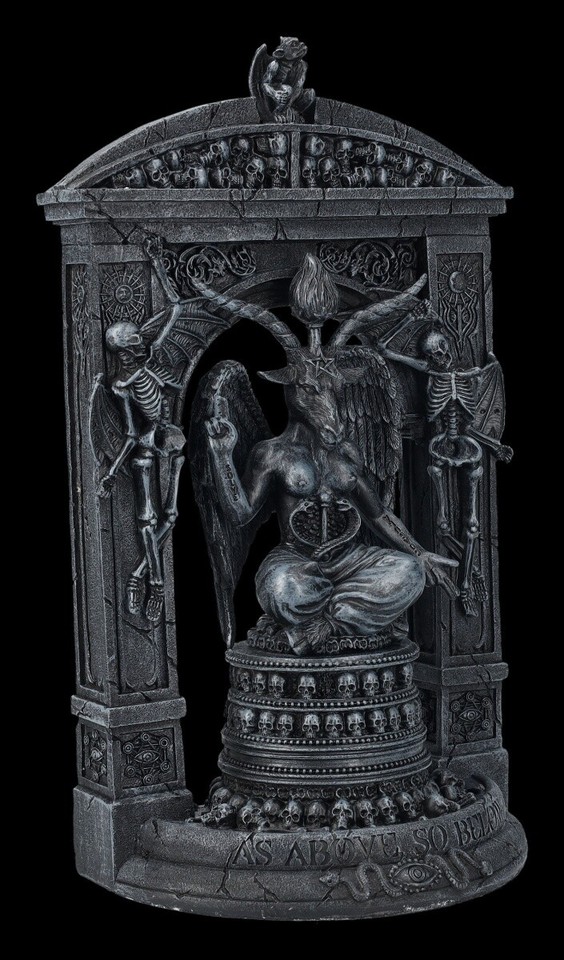 Baphomet Figura Con Tempio Fantasy Gothic Statua Decorativa Nero 28cm ...