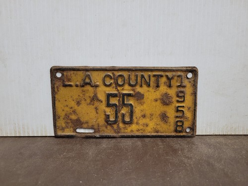 1958 California LA COUNTY PERMIT License Plate Tag | eBay