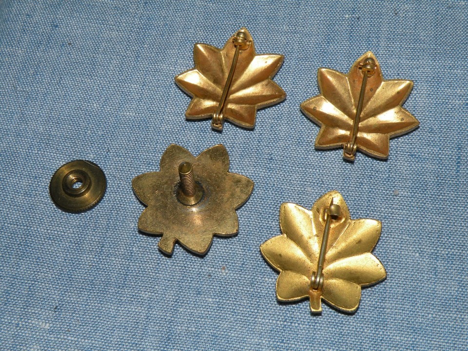 WWII WW2 Insignia Lot OFFICER Rank MAJOR 2 PC Set, Screwback for M1 ...