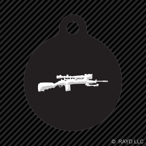 M21A / C-IED Rifle Keychain Round with Tab dog engraved many colors m14 ...