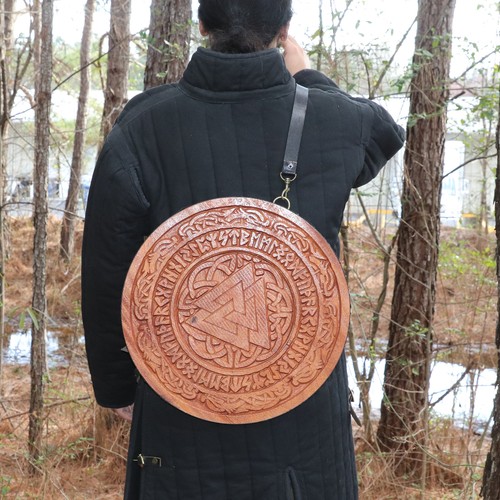 Nordic Rampage Viking Shield 17" Woodcut Warrior Crest Small Round ...