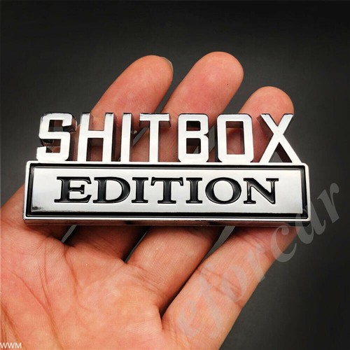 3D Chrome Metal SHITBOX Car Trunk Fender Stickers Badge Decal Sticker ...