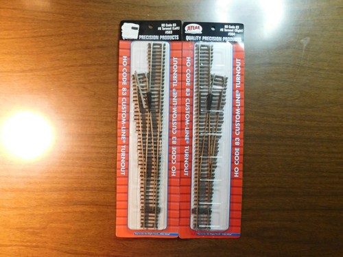 ATLAS CUSTOM-LINE HO SCALE CODE 83 #6 RIGHT & LEFT HAND TURNOUTS #564 ...