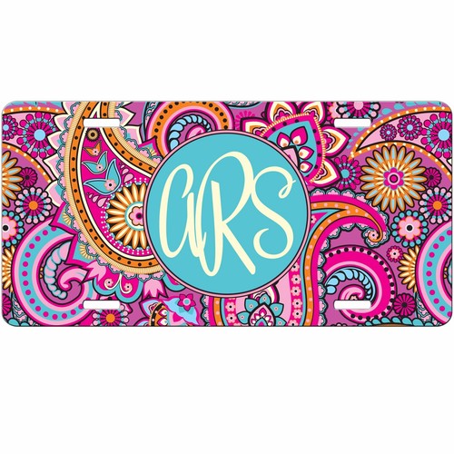 Pink Paisley Personalized Monogrammed License Plate Car Tag Initials ...