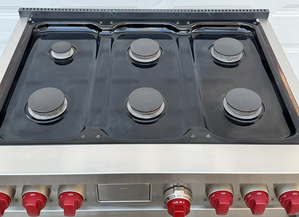 Wolf DF366 - 36" PRO Dual Fuel Range 6 Burners Stainless Red Knobs | eBay