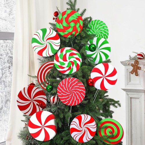 12 Pcs Christmas Tree Picks Decorations Large Red White Green ...