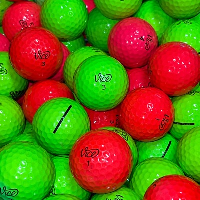 36 Assorted Vice Neon Red Neon Green Mix Used Golf Balls - 4A Grade ...