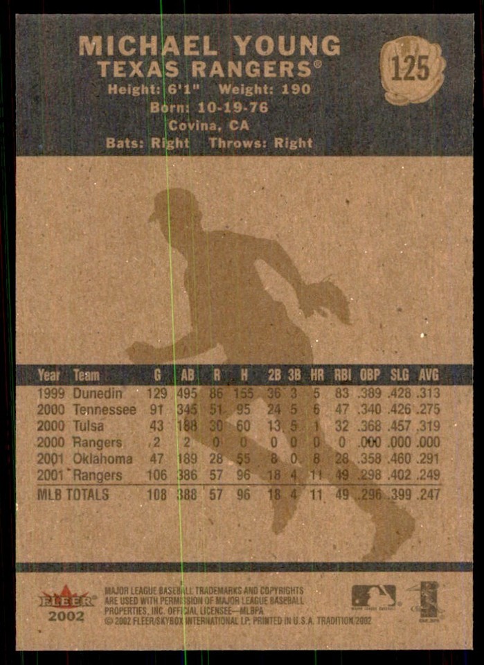 2002 Fleer Tradition Michael Young Baseball Cards #125 | eBay