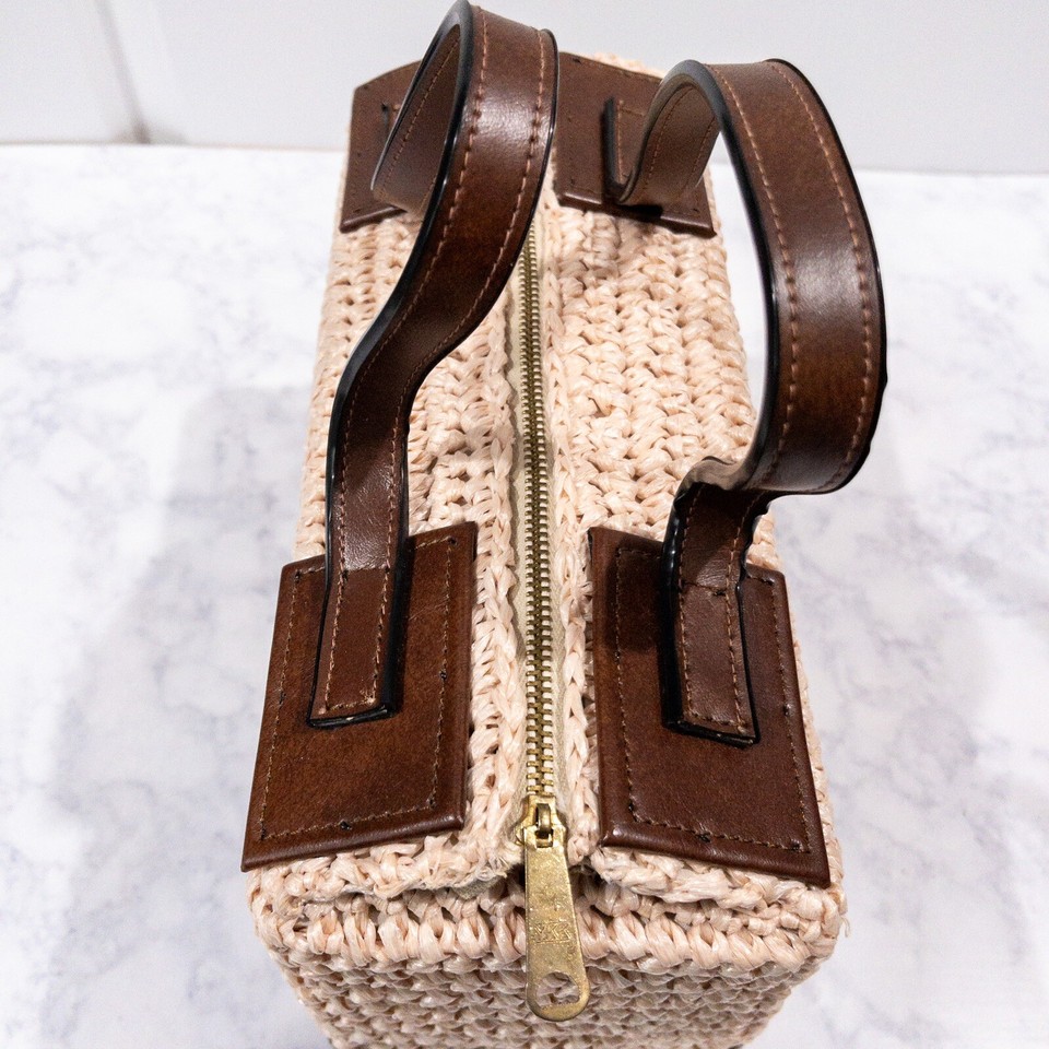 NEW Vintage Brown Raffia Straw Handbag Purse Clutch 60s | eBay