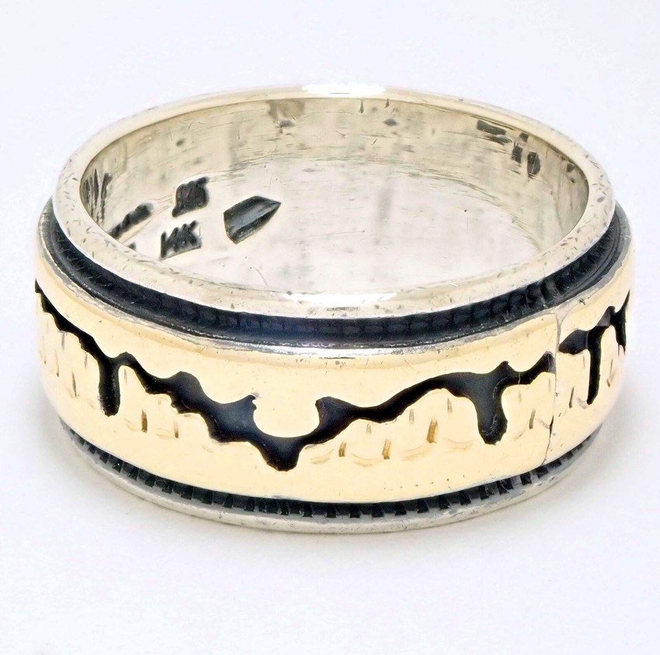 Sz 9 Rare Vintage Native American Navajo 14K Gold & Silver StoryTeller ...