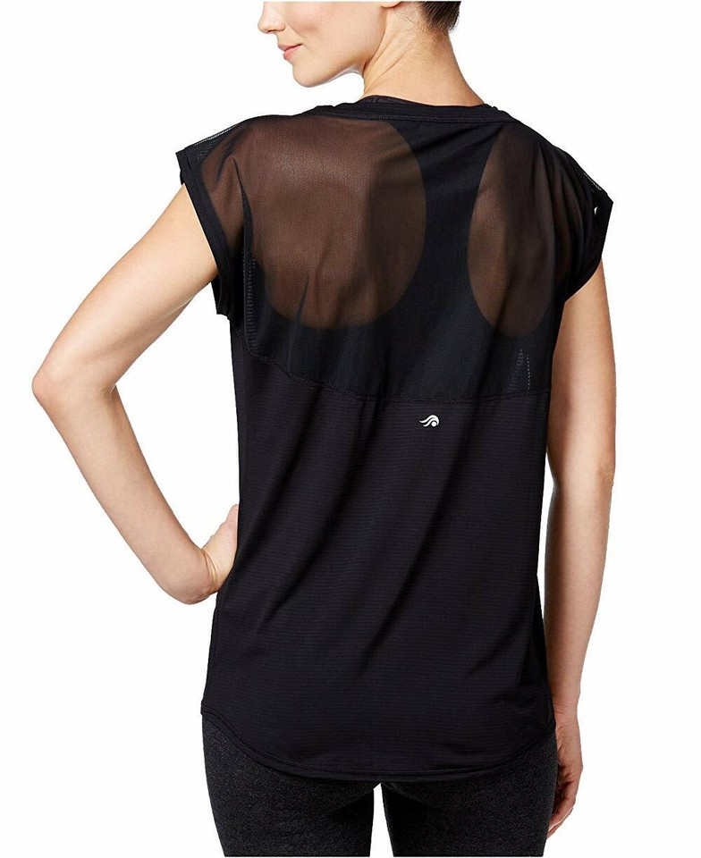 Ideology Womens Mesh-Back Top Black | eBay