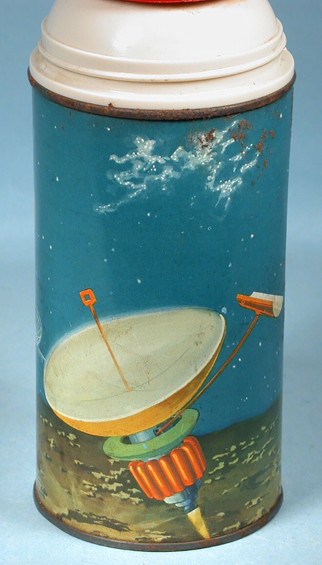 1960 Astronaut Metal Dome Lunch Box & Thermos Spaceman Flying Saucer ...