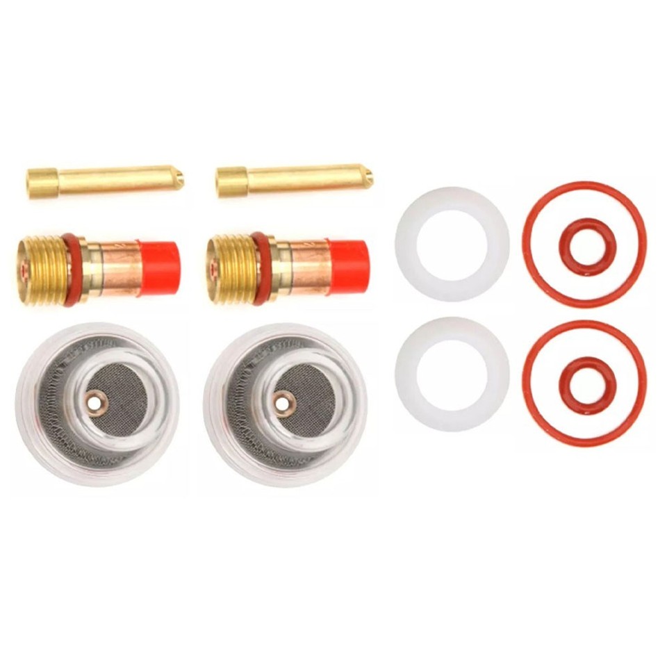 12PC Glass Cup Set with Gas Lens Collet for TIG 17 18 26 Welding Torch ...