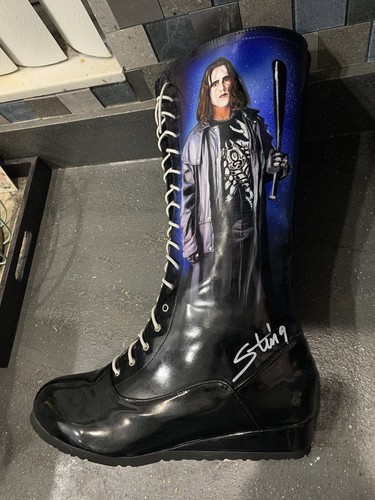 The Icon Sting Autographed Boot W/proof Wcw Wrestling Aew Signed Wwe ...