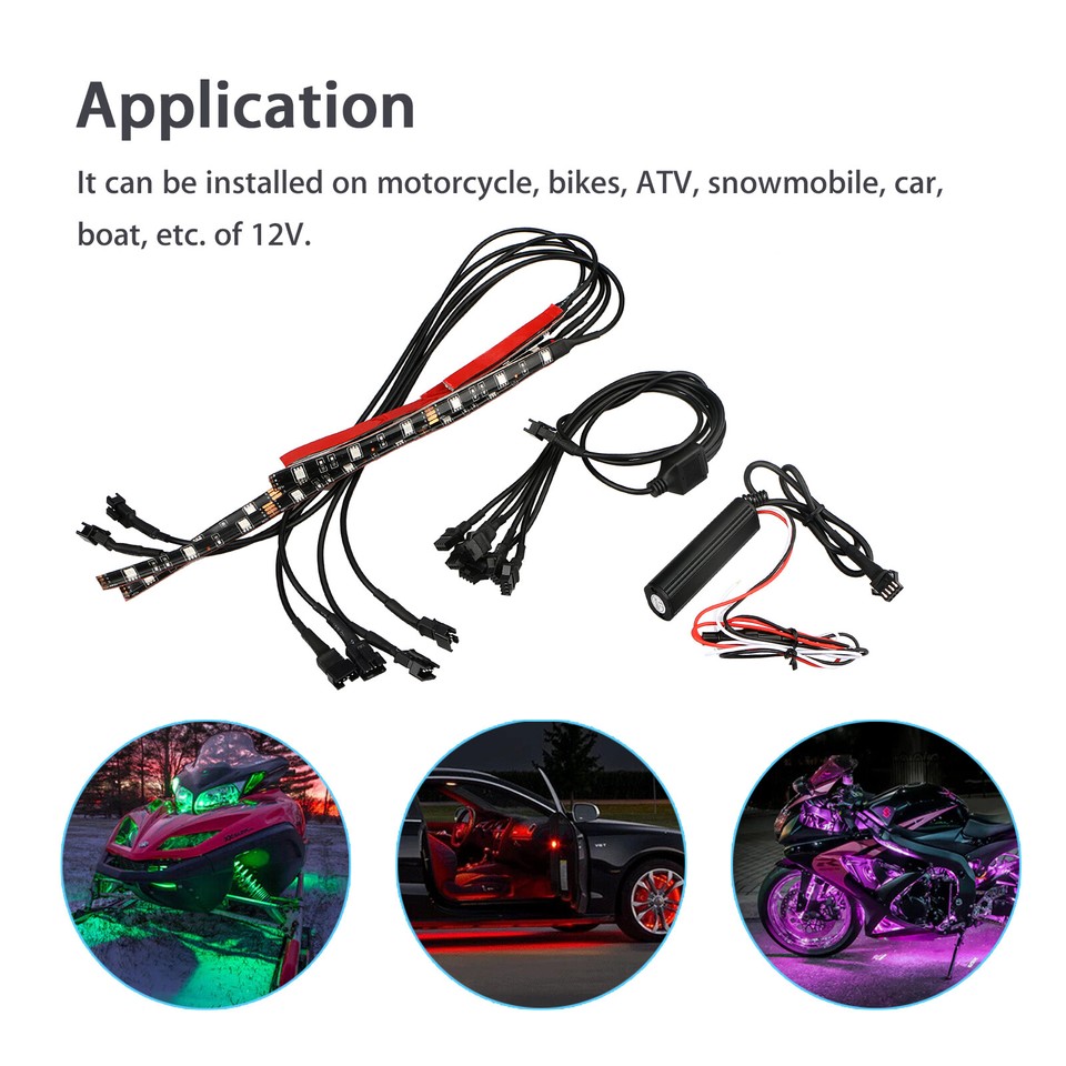 6pcs RGB 120 LEDs LED Under Glow Lights Strips For Harley Davidson ...