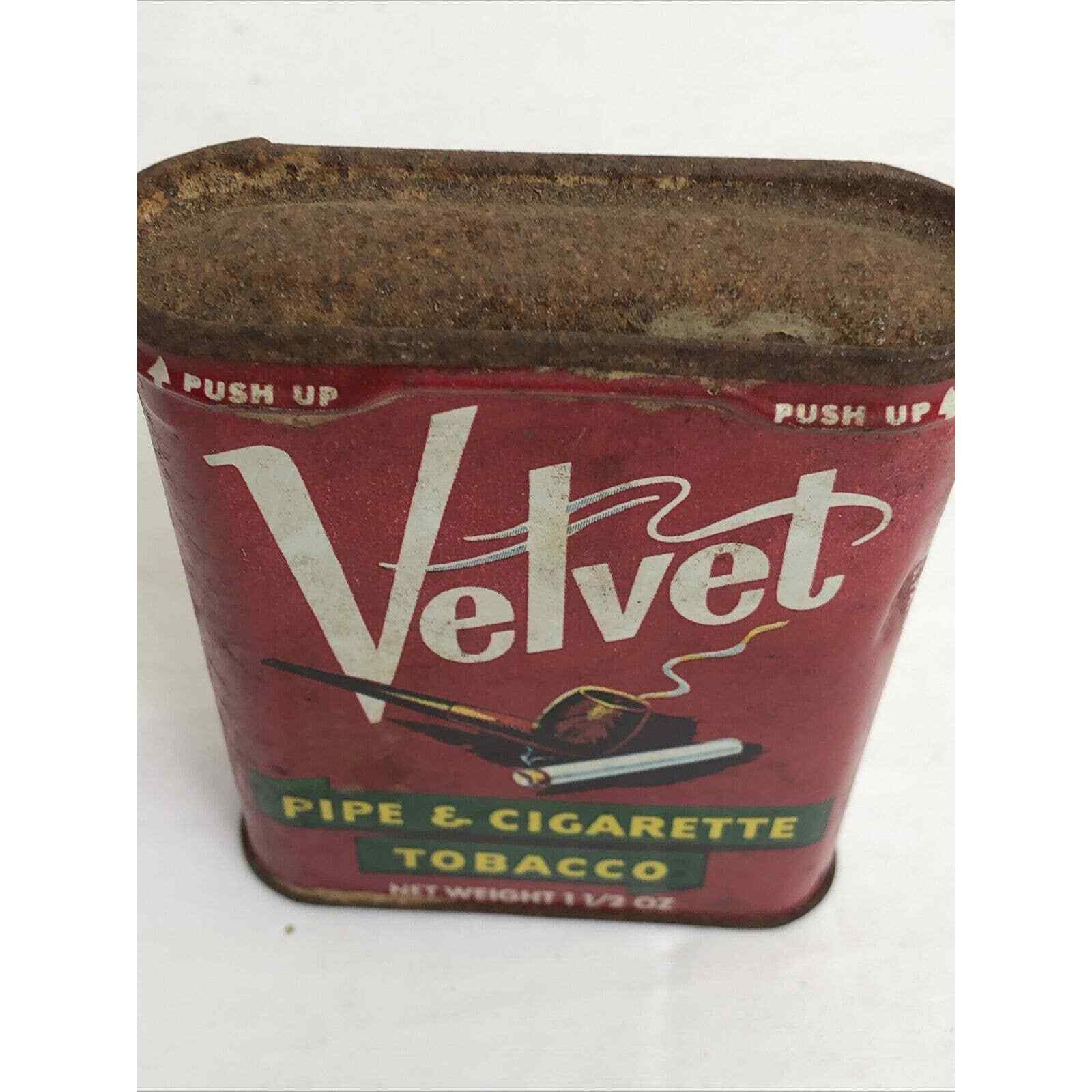 Velvet Pipe & Cigarette Tobacco Vintage Pocket Tin with Hinged Lid With ...