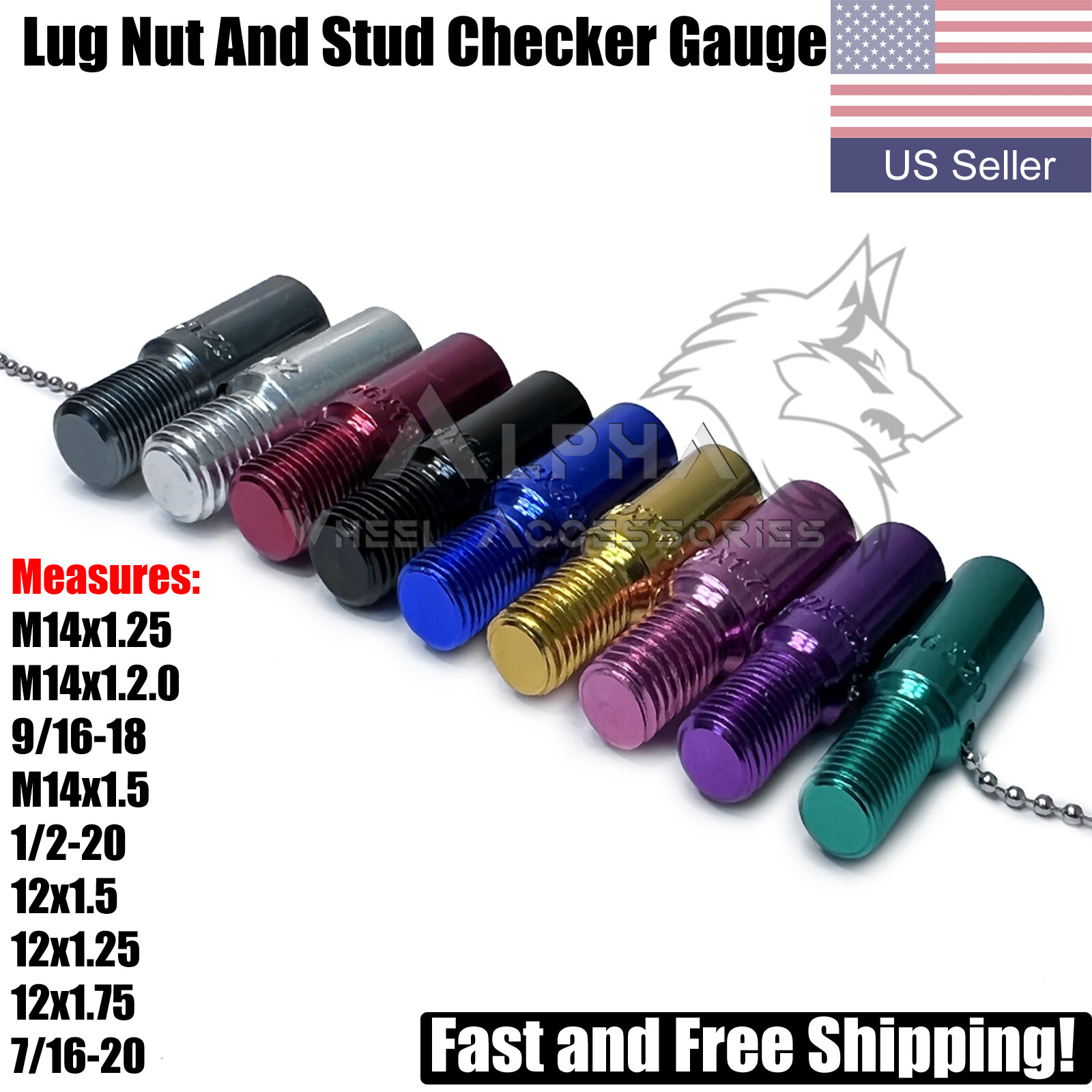 9Pc Thread Pitch Gauge Tool Set For Wheel Lug Nuts Studs Bolts Thread ...
