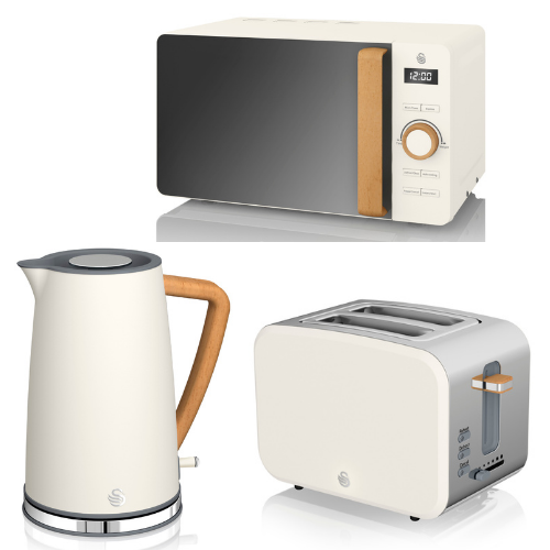Swan Nordic Kettle 2 Slice Toaster Digital Microwave White Scandinavian ...