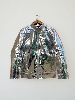 Silver Leather Jacket | Metallic Unisex Leather Jacket | eBay